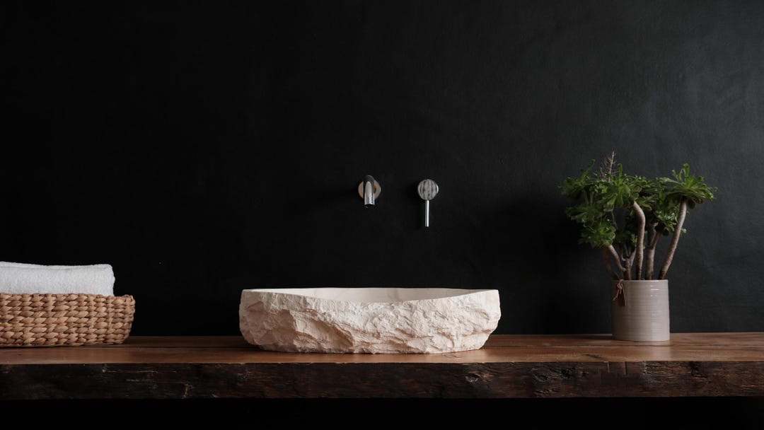 Ivory Stone Vessel Bathroom Vanity Sink 51x39 Cm - Etsy