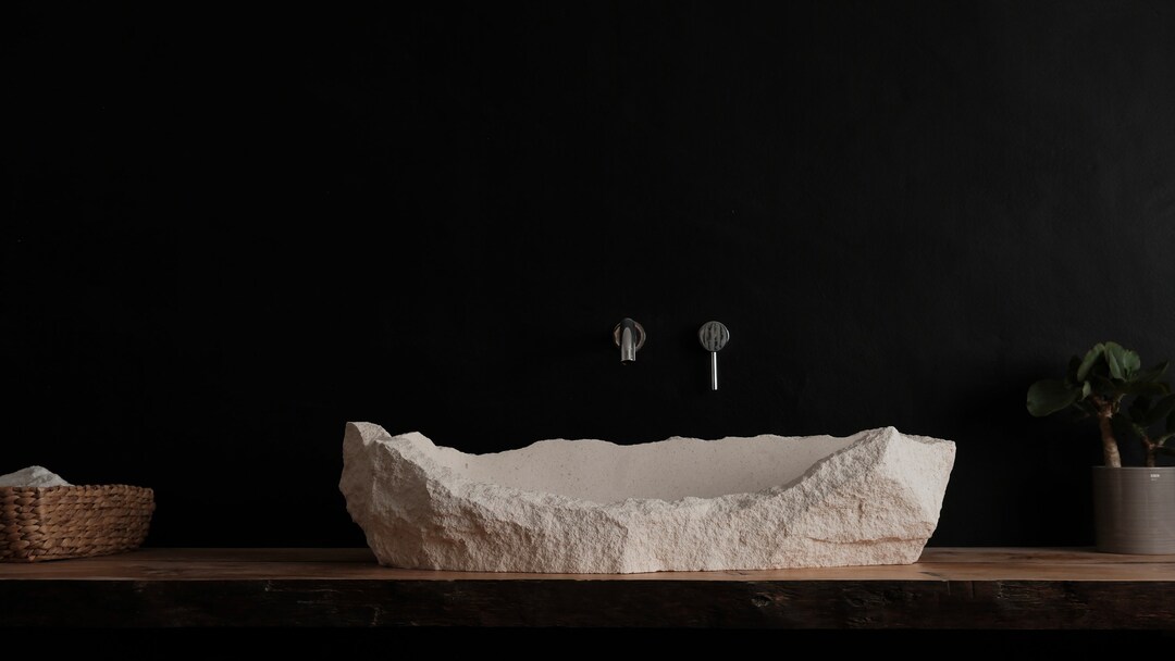 Handcrafted Caliza Capri Limestone Vessel Sink - Cream Stone Bathroom ...