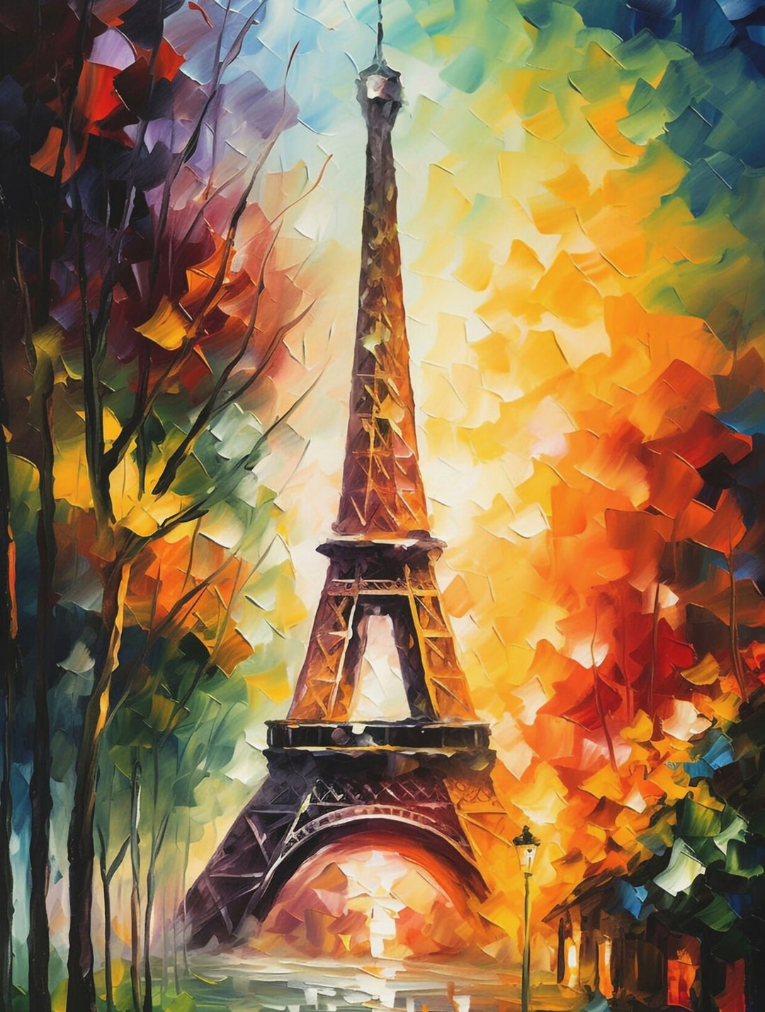 Eiffel Tower Poster - Colorful Abstract Wall Poster of the Eiffel Tower ...