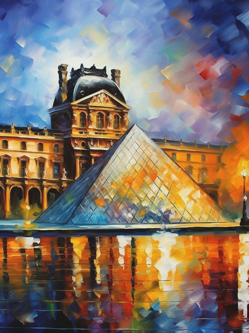 The Lourve Museum Paris Poster - Colorful Abstract Wall Poster of the ...