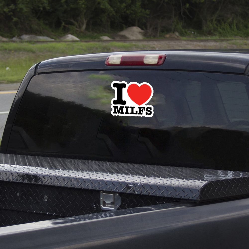 I Love Milfs Bumper Sticker / Funny Milf Car Decal / Heart Milfs Decal ...