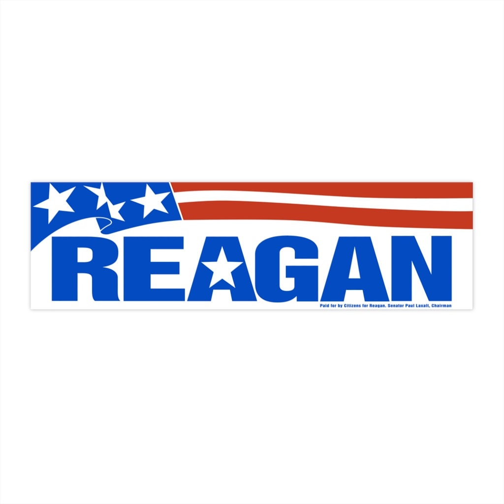 Vintage 1980 Ronald Reagan Campaign Bumper Sticker / Replica Retro ...