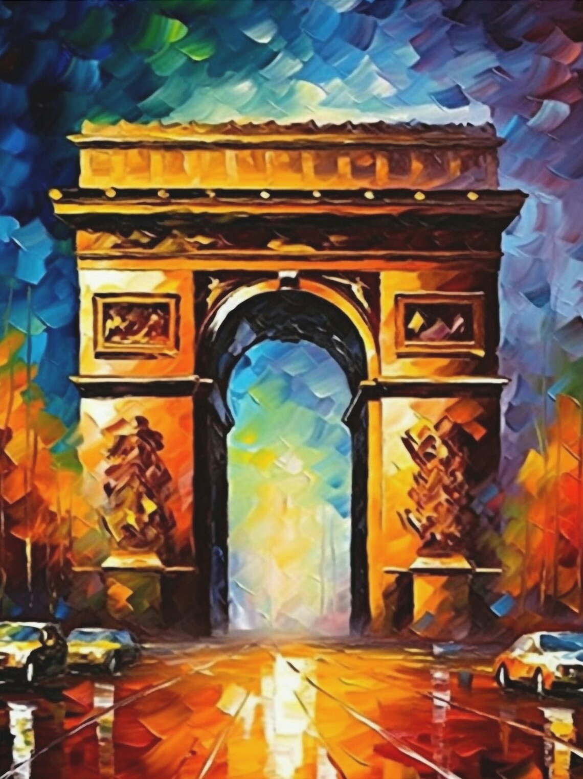 Arc De Triomphe Poster - Colorful Abstract Wall Poster of the Arc De ...