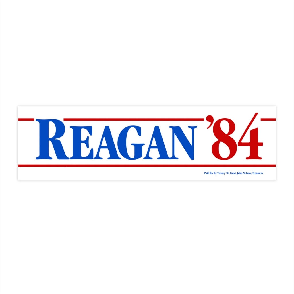 Vintage 1984 Ronald Reagan Campaign Bumper Sticker / Replica Retro ...
