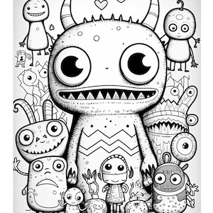 Monstrously Cute Adult and Kid Coloring Book: 200 Cute Monsters Digital ...