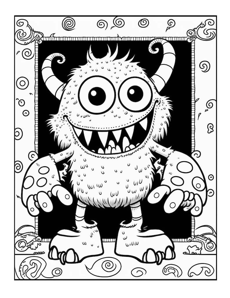 Monstrously Cute Adult and Kid Coloring Book: 200 Cute Monsters Digital ...