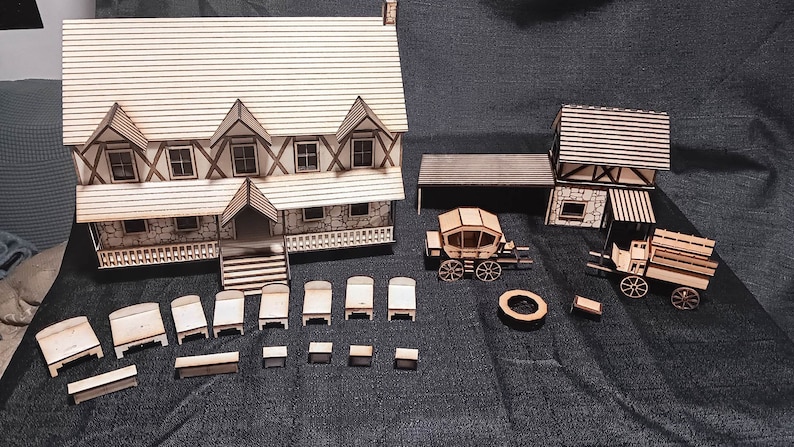28mm Scale Inn/tavern and Stable Medieval Farm Laser Cut Miniatures for ...