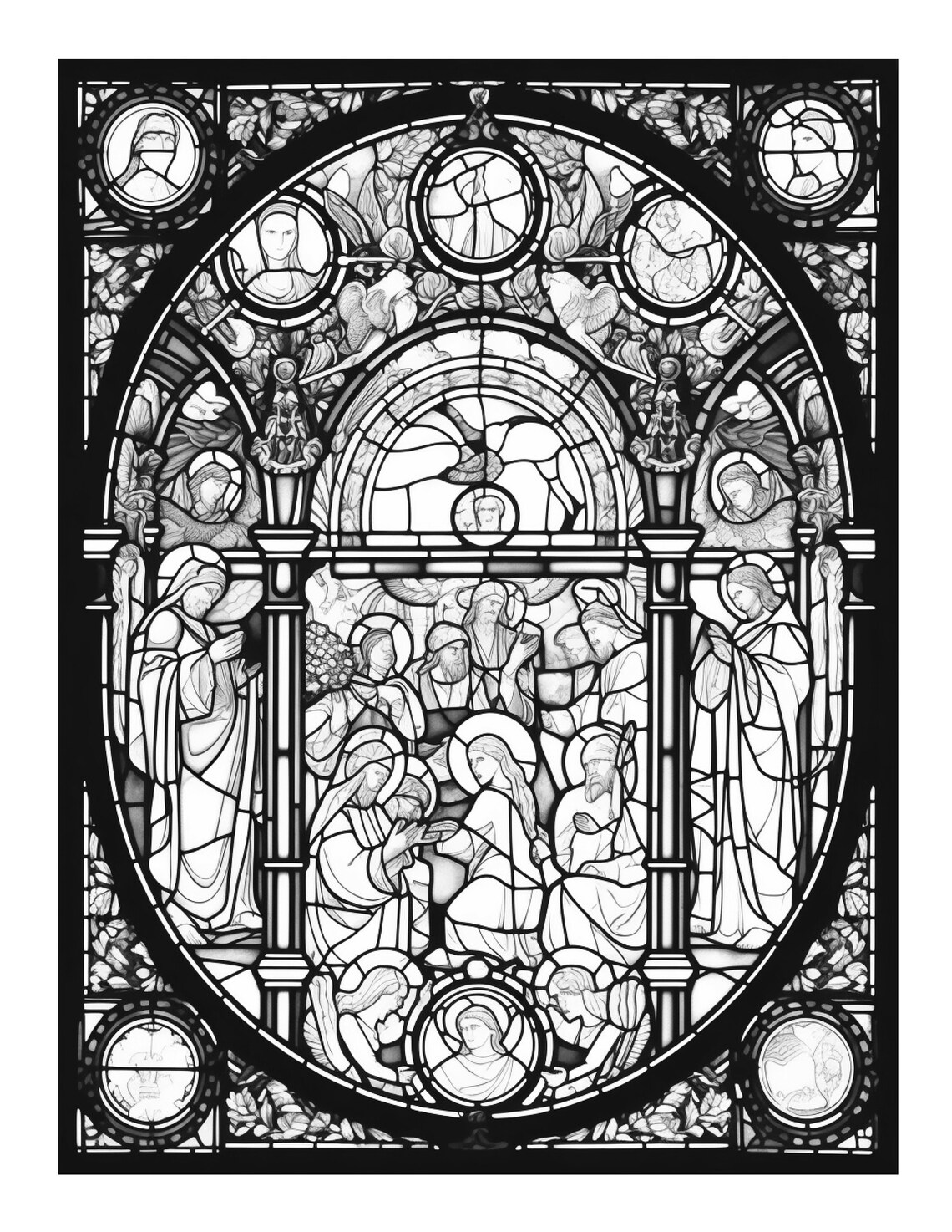 Radiant Visions: A Stained Glass Coloring Book With 200 Digital ...