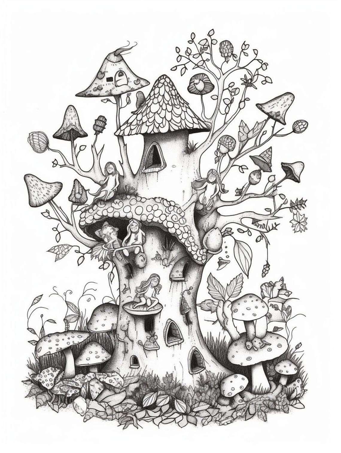 Enchanting Fairy Realms Coloring Book: 200 Coloring Pages for - Etsy