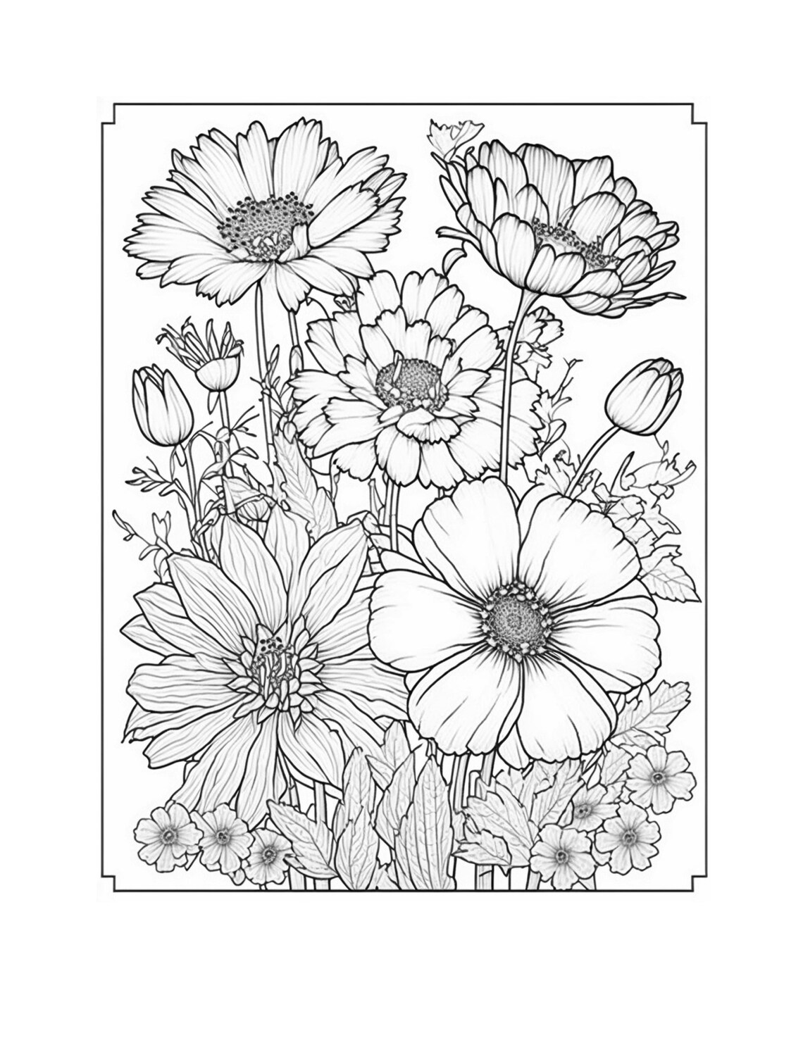 Flowers Adult Coloring Book With 200 Flowers Arrangements Digital ...