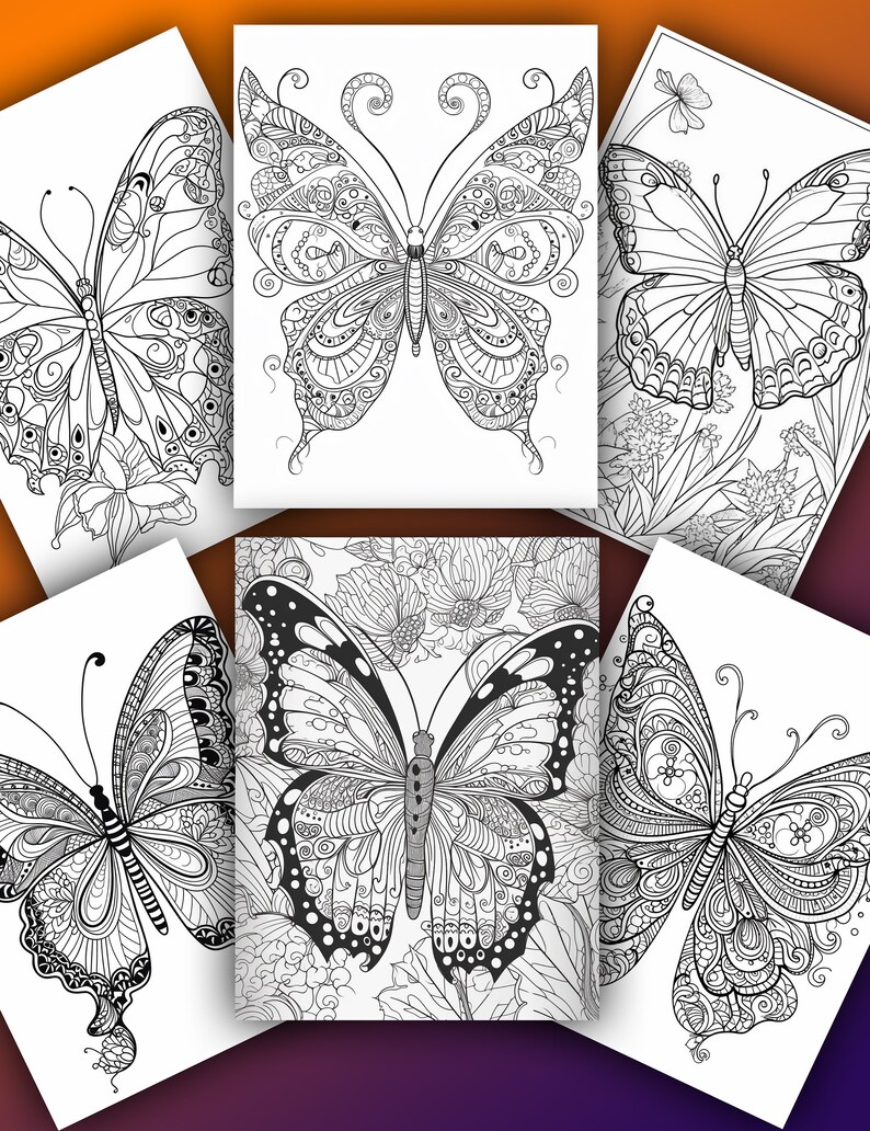 Butterfly Bliss Adult Coloring Book: Butterfly Coloring With 200 Digital Download Coloring Pages ...