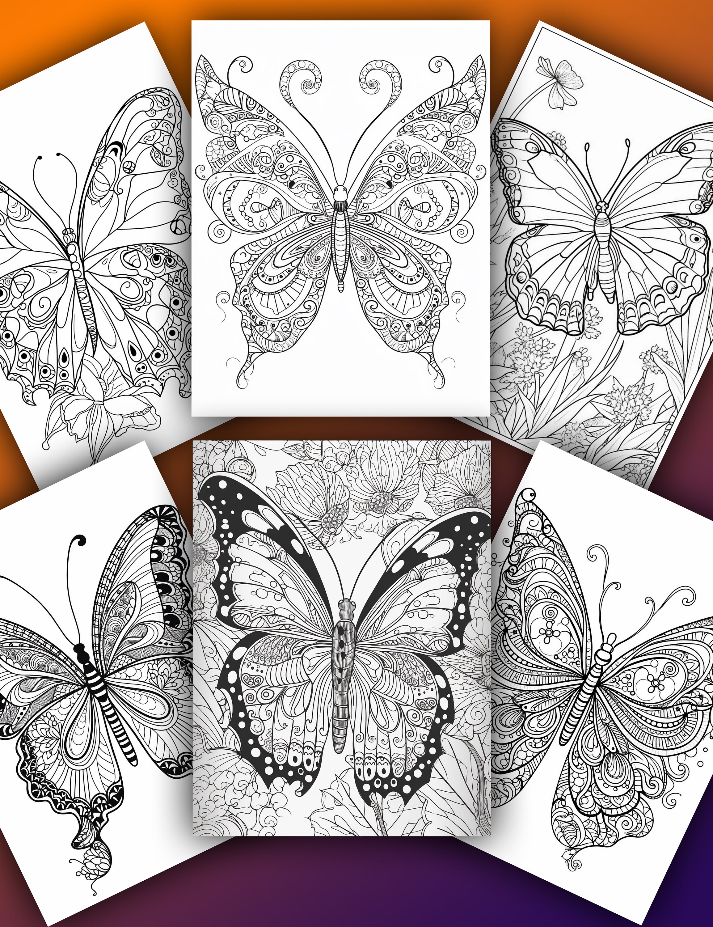 Butterfly Bliss Adult Coloring Book: Butterfly Coloring With 200 ...