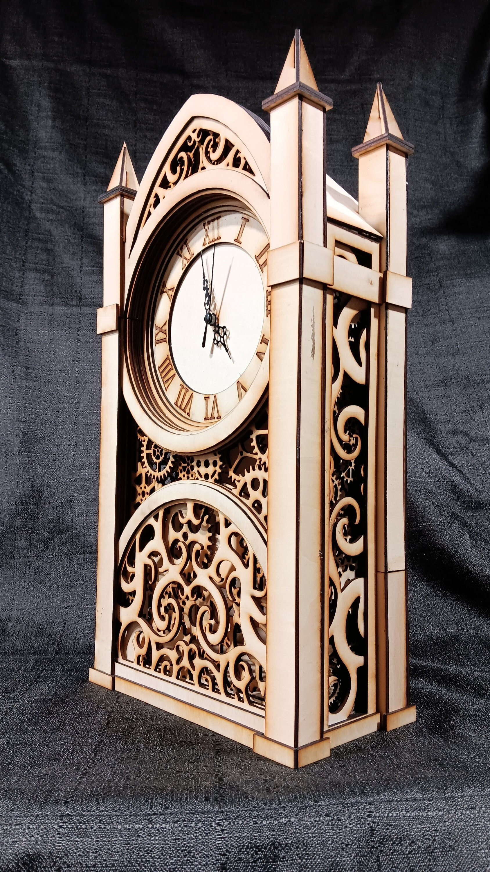 Gothic Steampunk Mantle Clock Laser Cut Plans for 12x12 Inch Wood ...