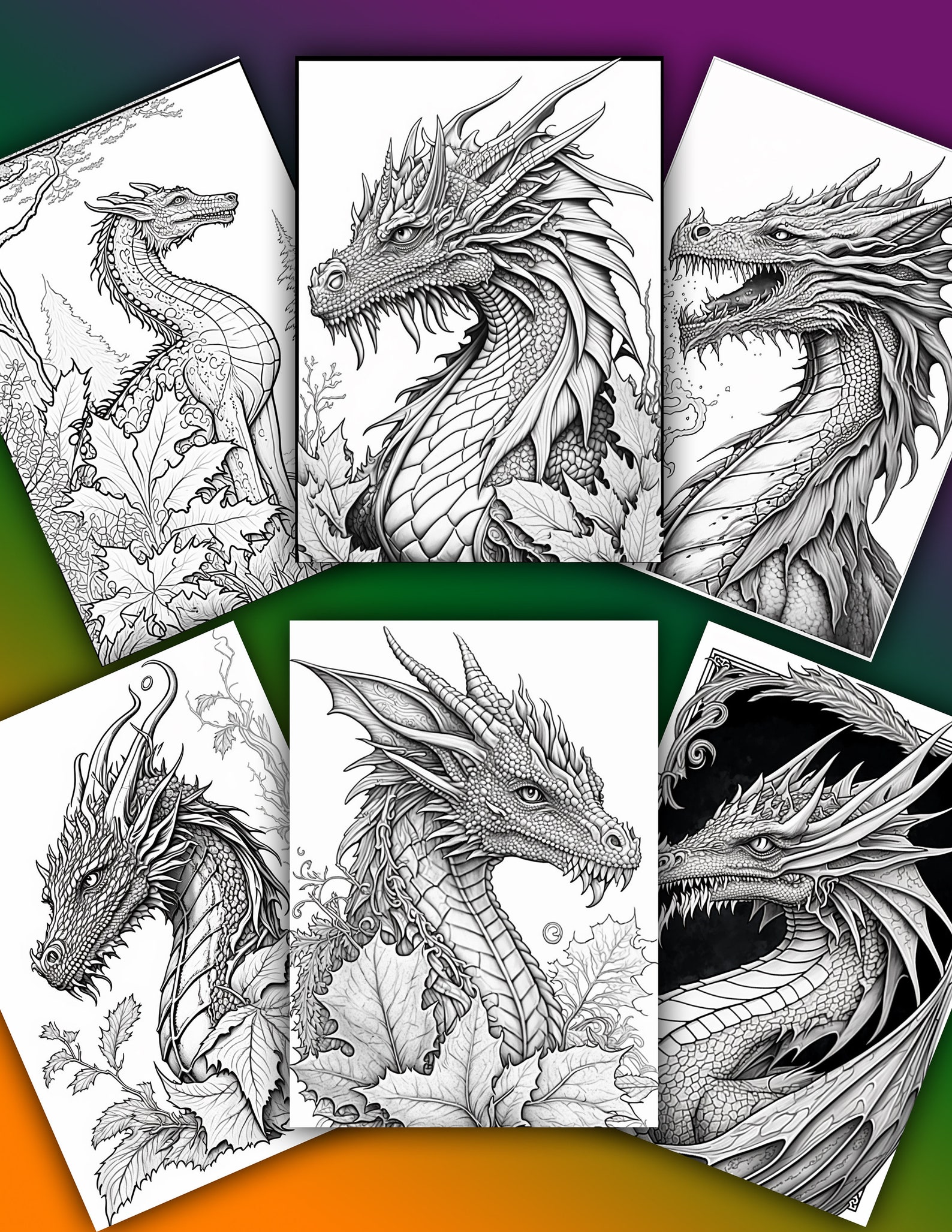 Dragon Coloring Book: 100 Fun and Exciting Fire-breathing Digital ...