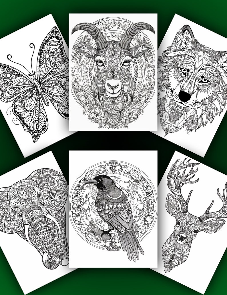 Mandala Menagerie Adult Coloring Book: 200 Animal Mandalas Digital ...