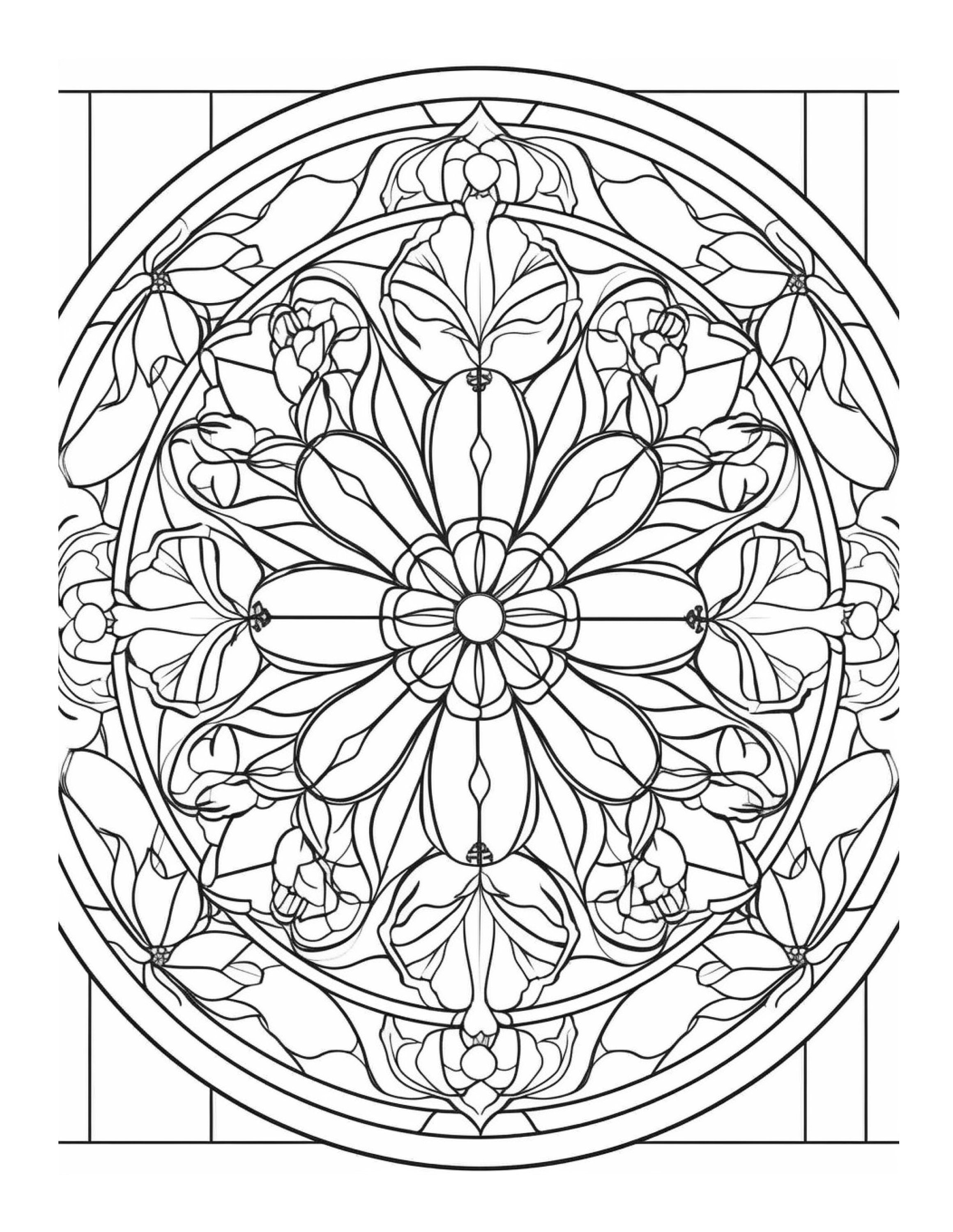 Radiant Visions: A Stained Glass Coloring Book With 200 Digital ...