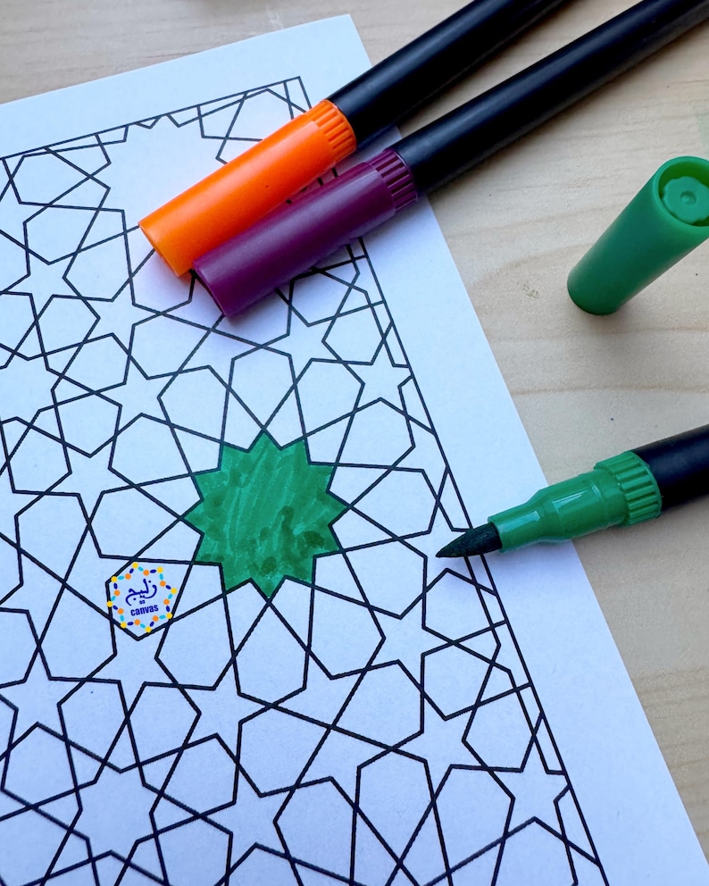 Moroccan Zellij Coloring Pages | 20 Geometric Patterns (digital ...