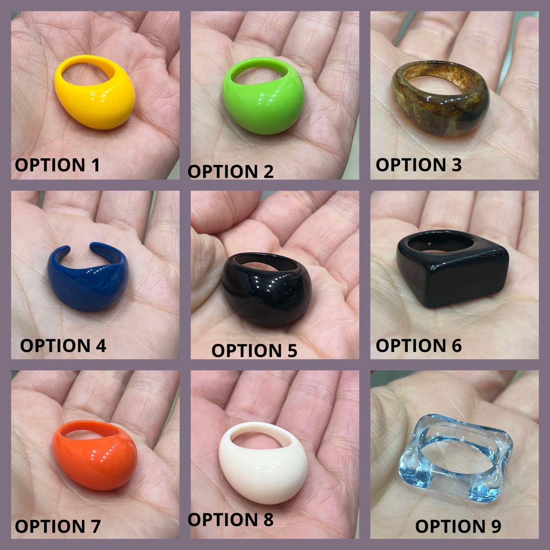 Clearance Collection, Epoxy Resin Rings, Chunky Rings, Resin Retro ...