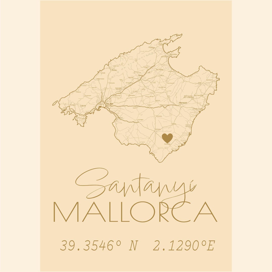 Personalized Map of Mallorca - Printable Sheet - Etsy