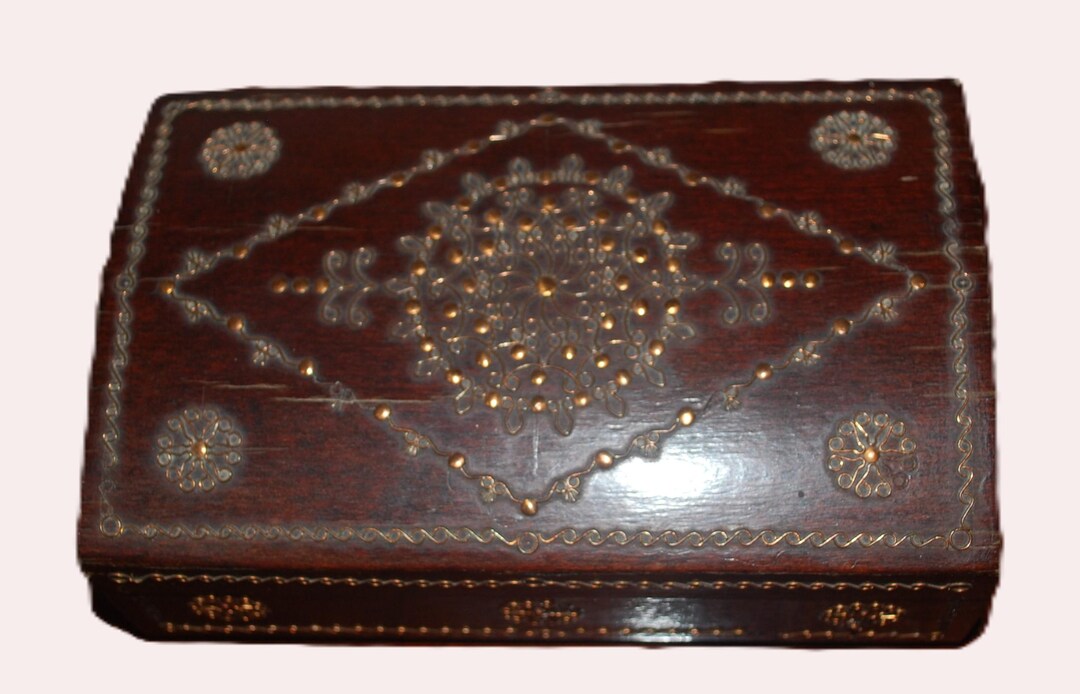 Brass Inlaid Wooden Box - Etsy