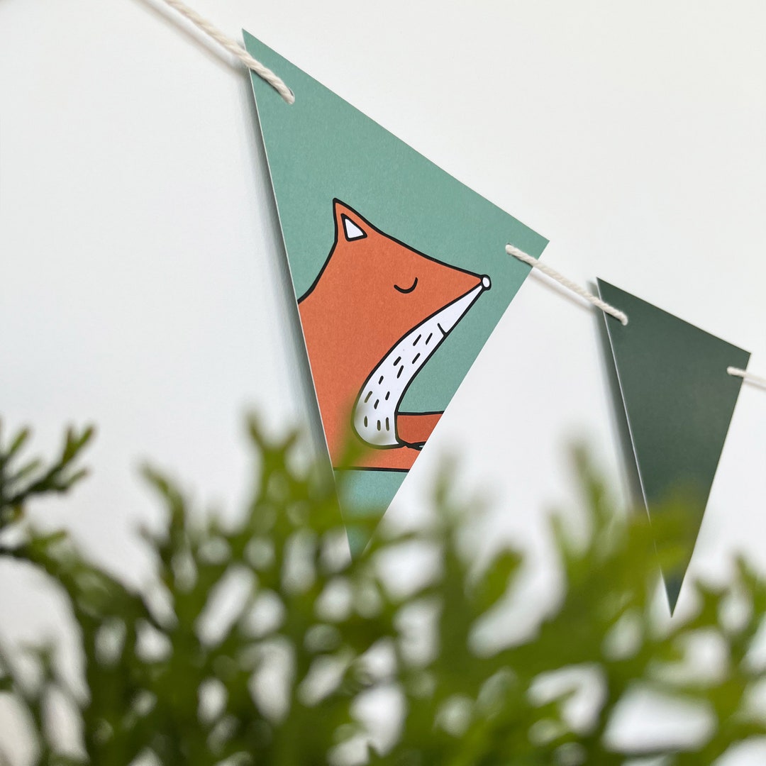 Happy Fox Pennant Chain Birthday, Decoration, Children's Room, Fox ...