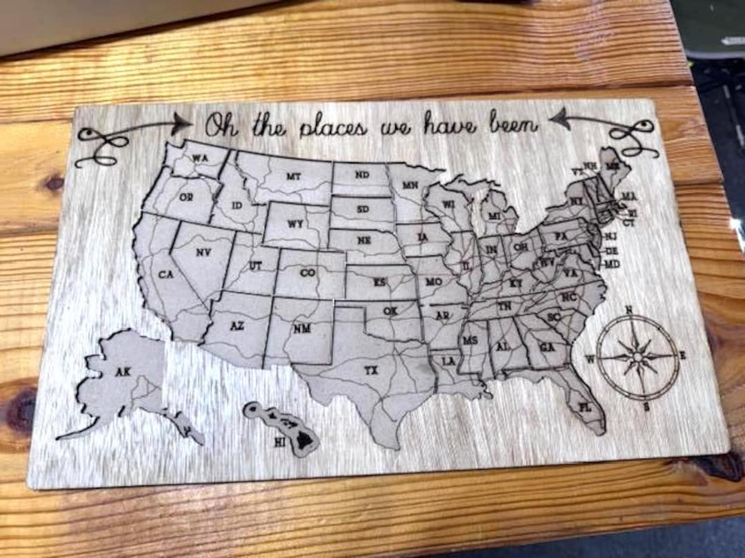 Wood Travel Map - Etsy