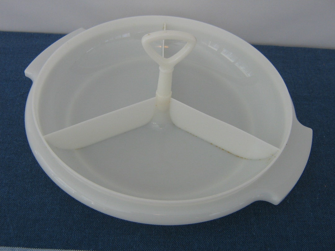 Tupperware Three Section Serving Dish W/lid and Handle - Etsy