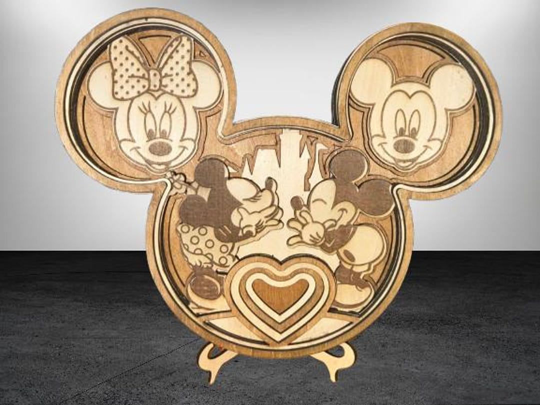 3D Layered Laser Cut Mickey Minnie Wood Art - Etsy