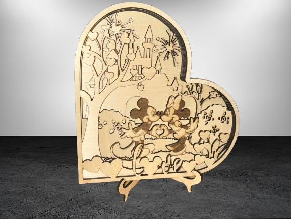 3D Layered Laser Cut Mickey Minnie Wood Art - Etsy