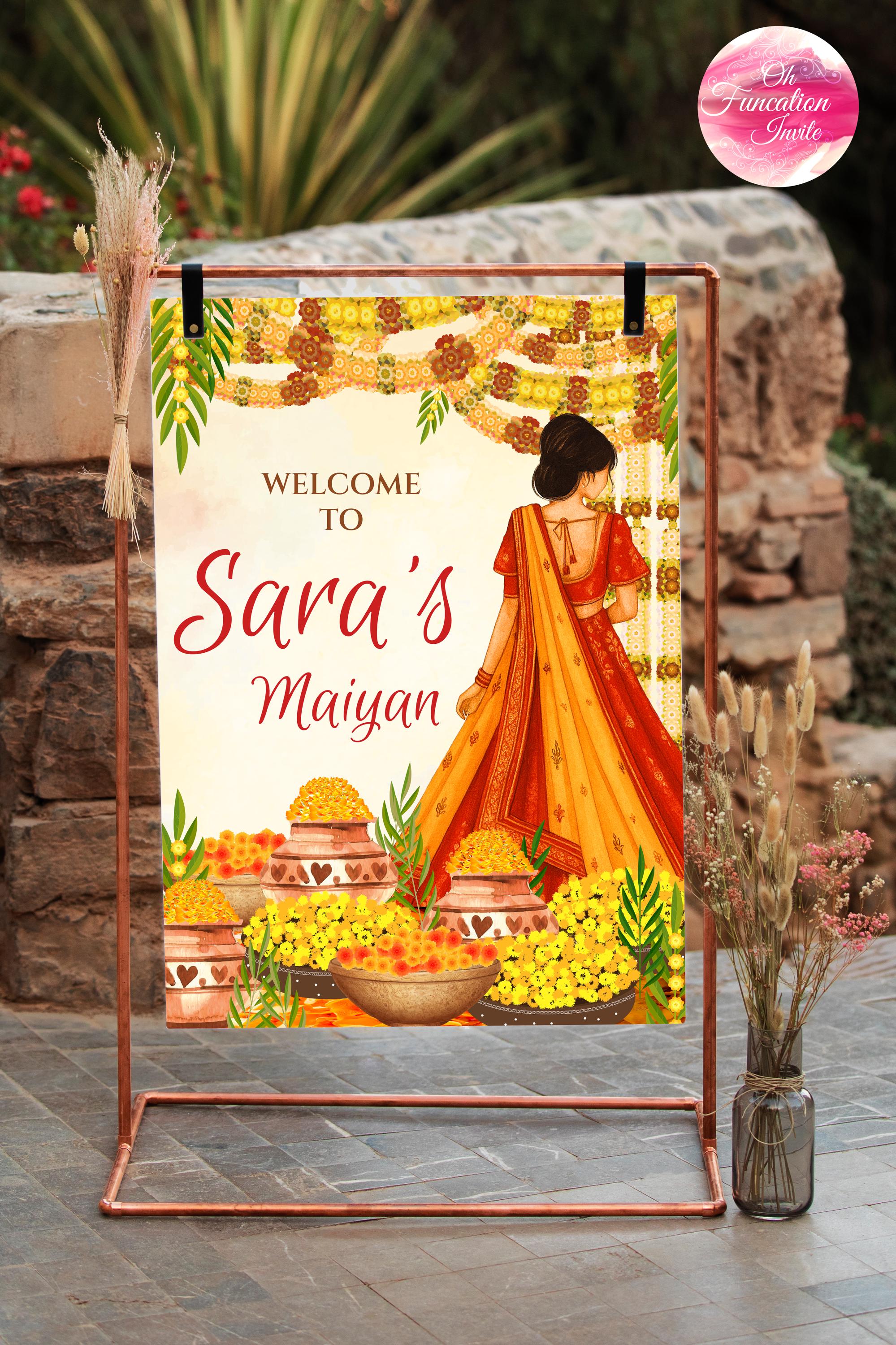 Maiyan Welcome Sign Maiyan Board Haldi Decor, Haldi Welcome Sign ...