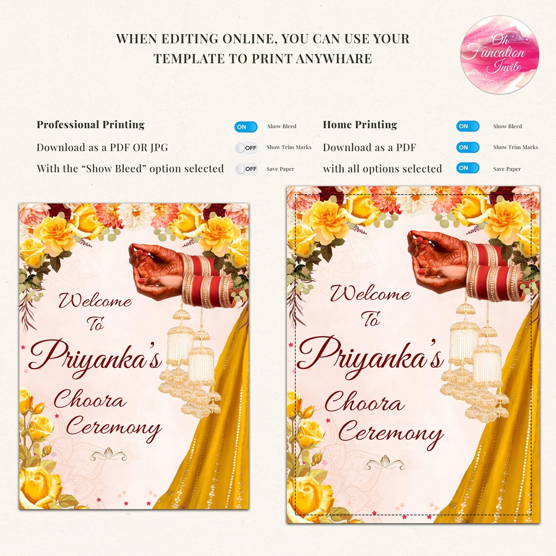 Punjabi Choora Ceremony Sign | Chooda Welcome Board for Sikh Wedding ...