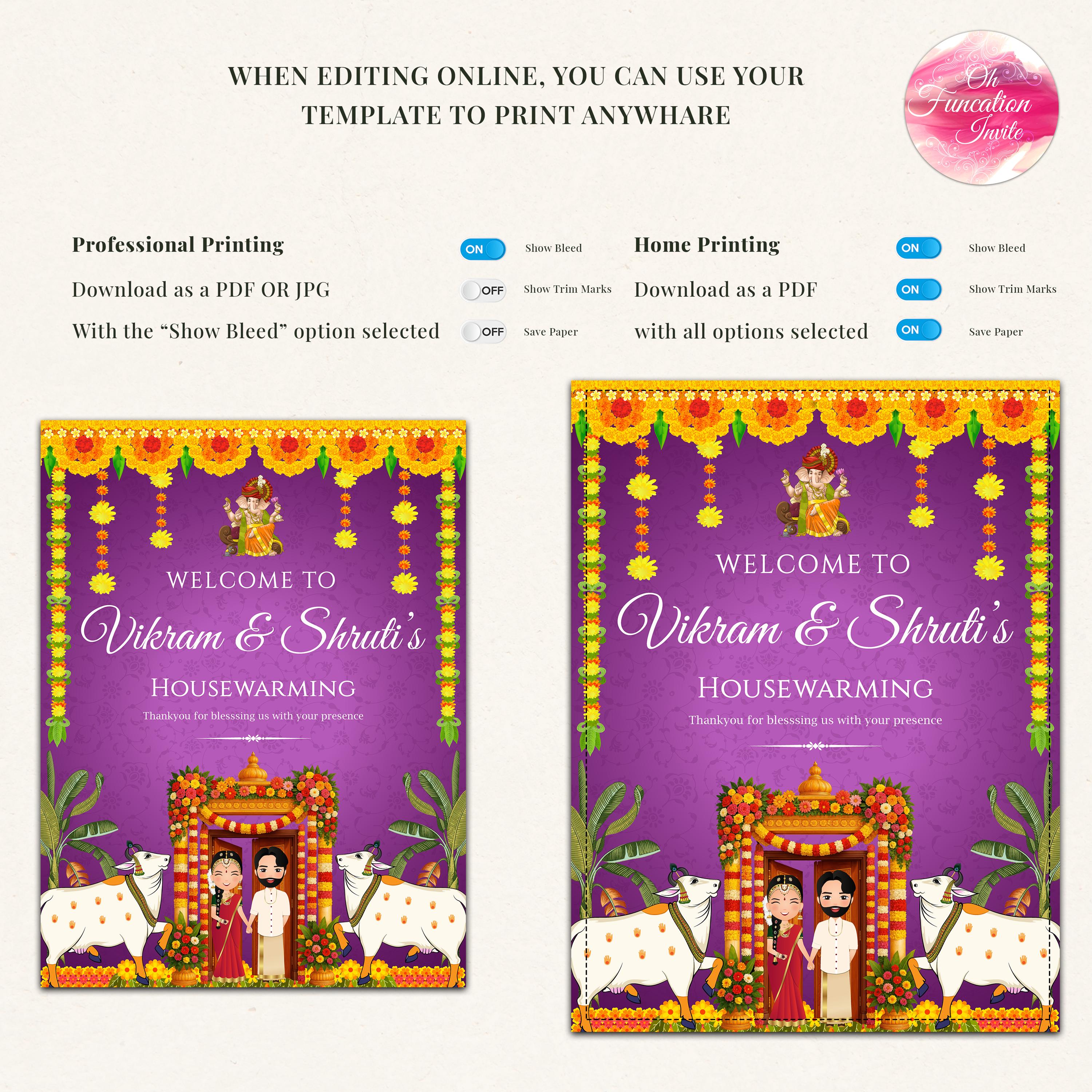 Editable Housewarming Welcome Sign Indian Graha Pravesh Welcome Board ...