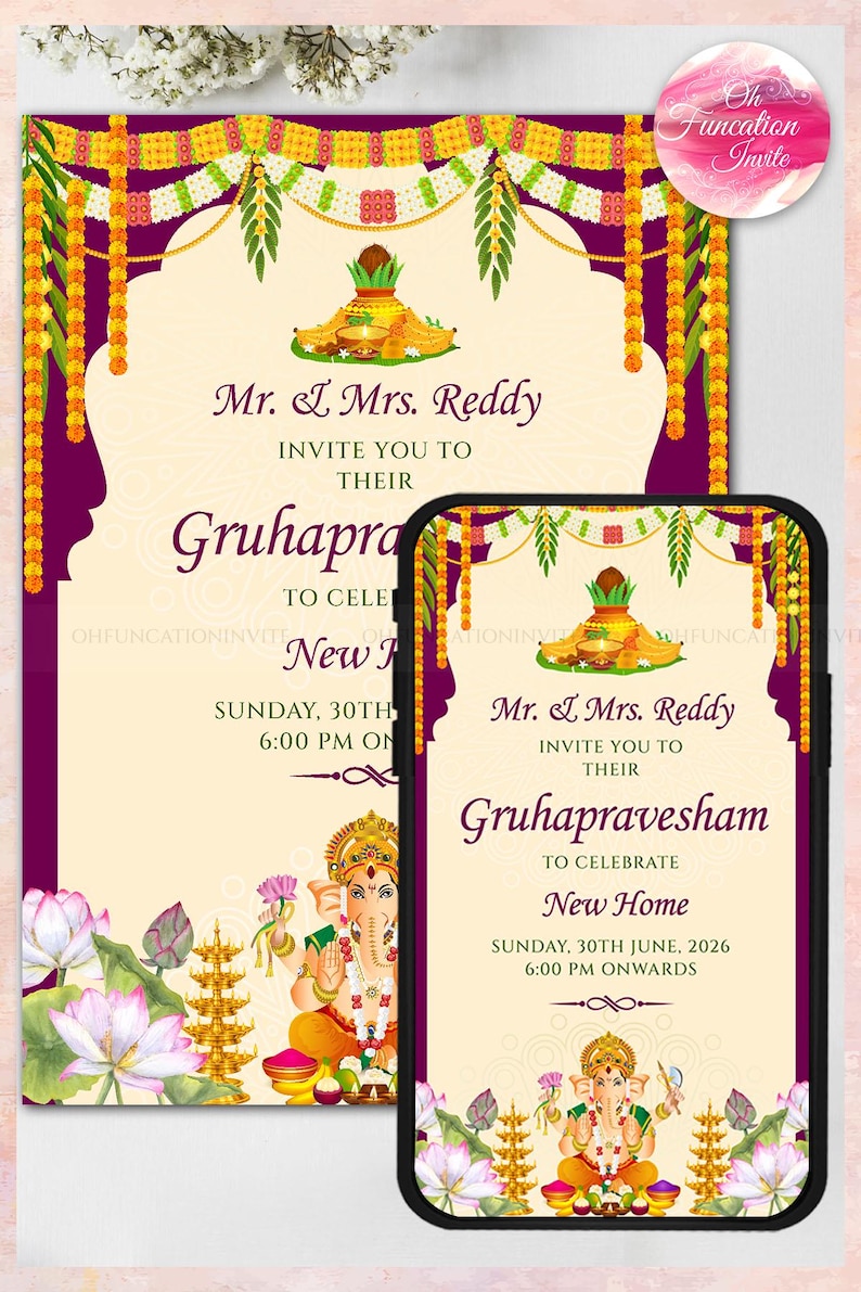 Indian Housewarming Invite & Housewarming Invitation, Griha Pravesh ...