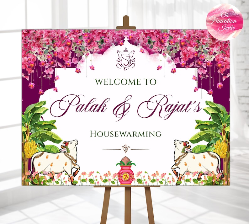 Indian Housewarming Welcome Sign Gruha Pravesham Welcome Sign ...
