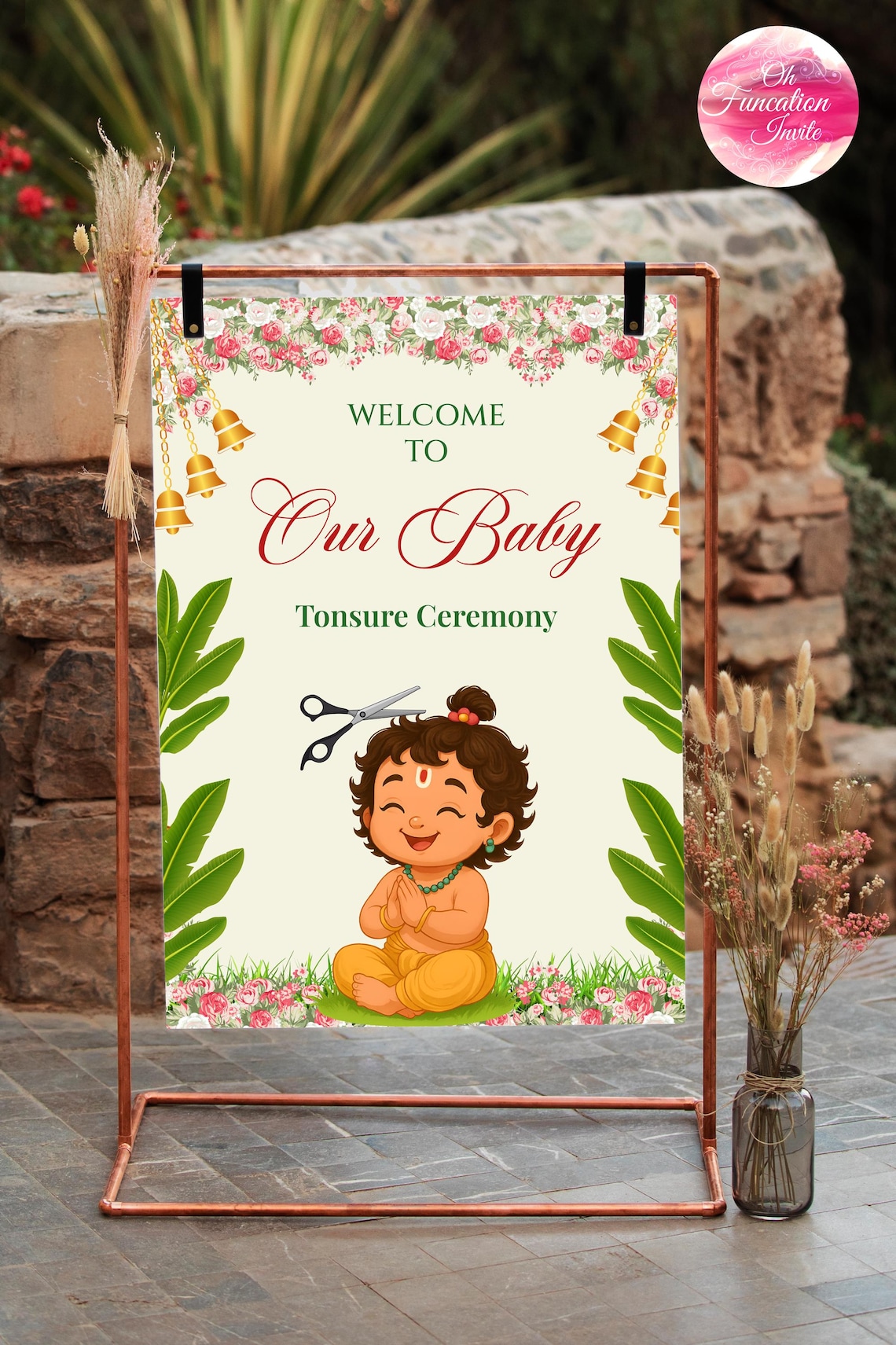 Tonsure Ceremony Welcome Board , Baby Mundan Ceremony Sign , Editable ...
