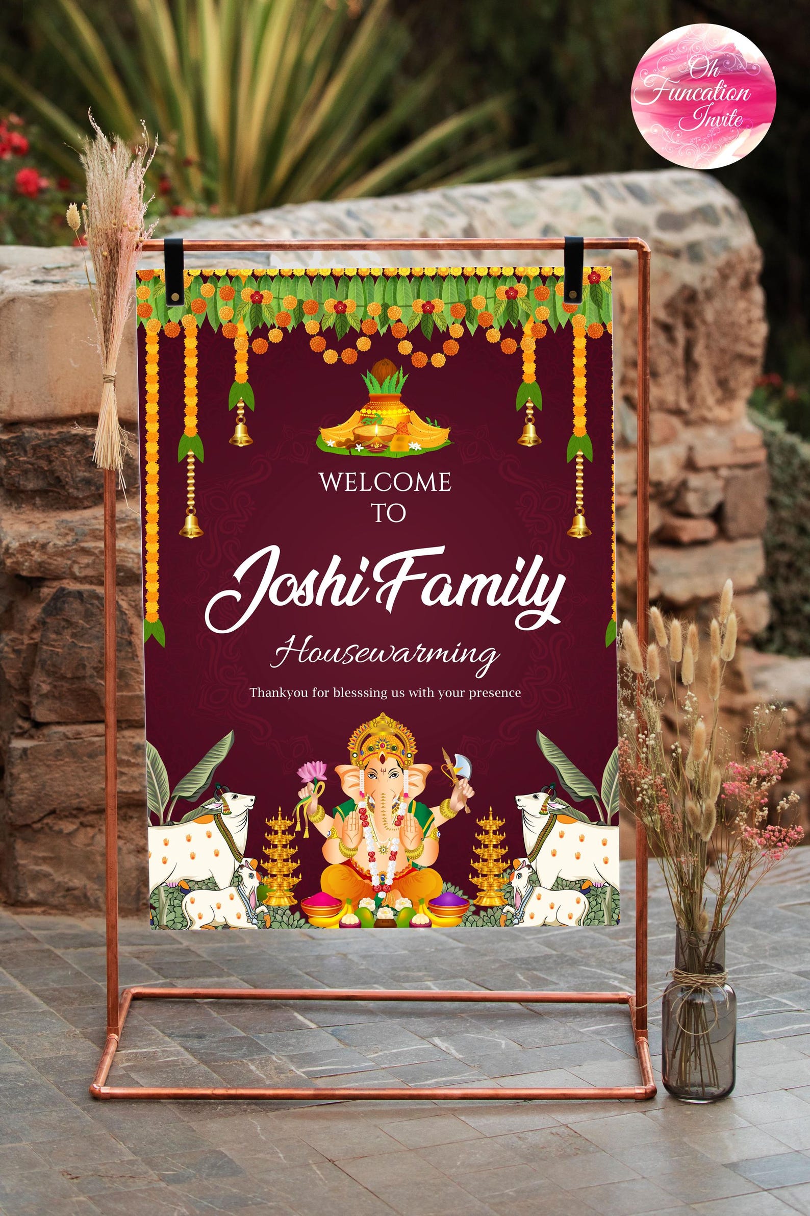 Editable Housewarming Welcome Sign, Indian Graha Pravesh Welcome Board ...