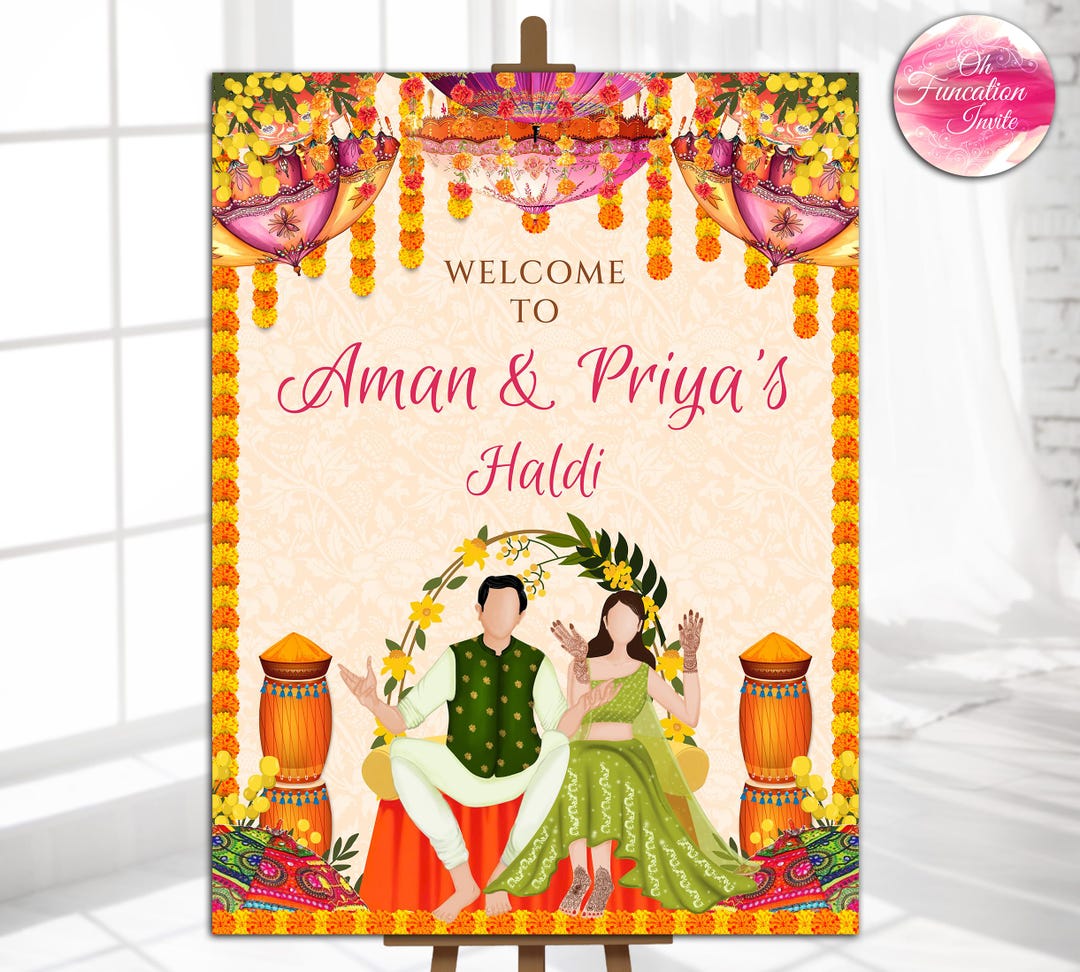 Haldi Poster Welcome Haldi Sign, Wedding Haldi Decor & Welcome to Haldi ...