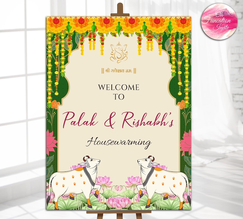Housewarming Welcome Sign Template,indian Griha Pravesh Decor,editable ...