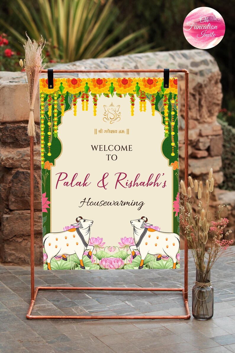 Housewarming Welcome Sign Template,indian Griha Pravesh Decor,editable ...