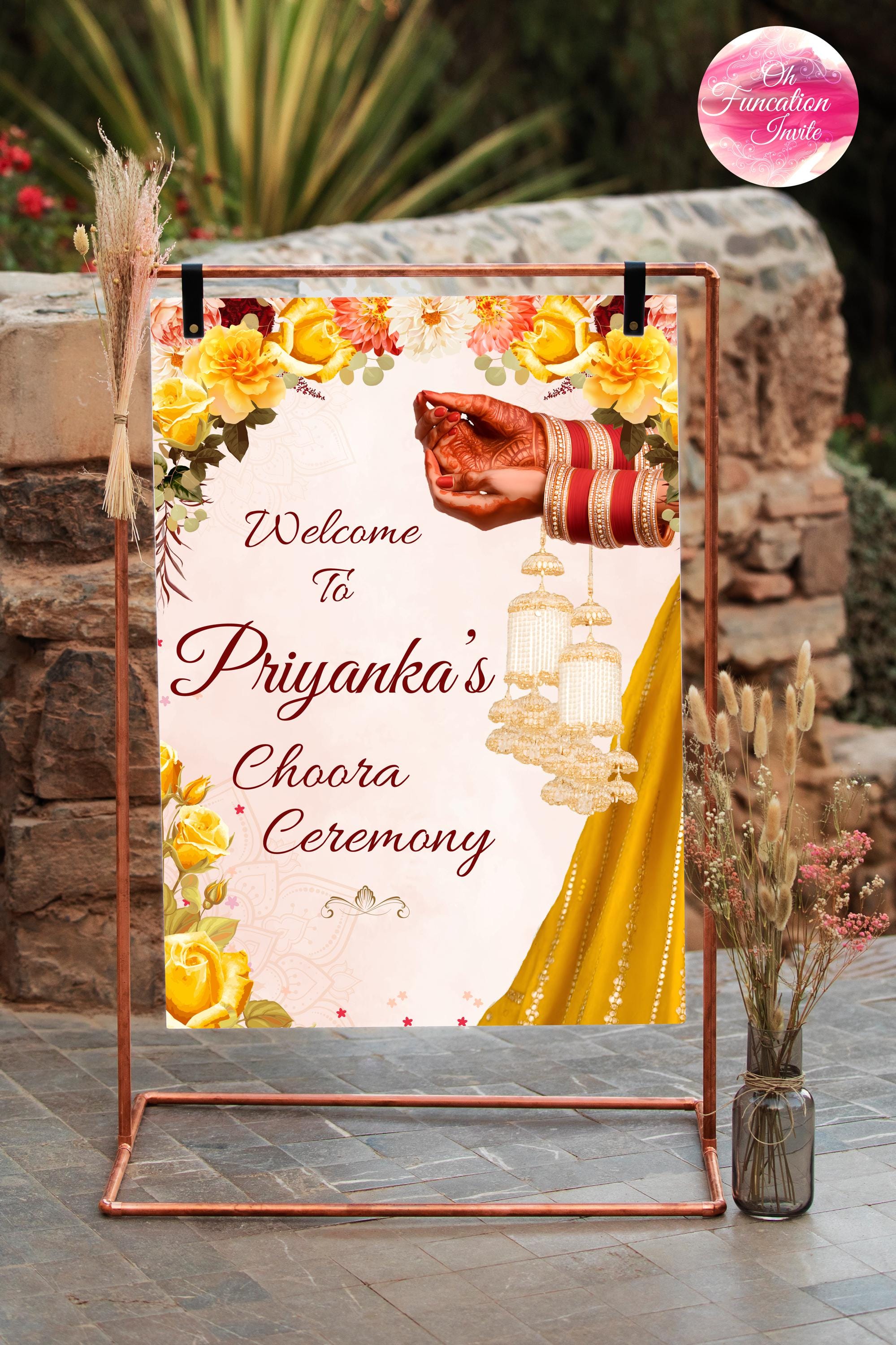 Punjabi Choora Ceremony Sign | Chooda Welcome Board for Sikh Wedding ...