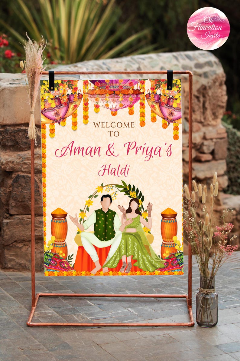 Haldi Poster Welcome Haldi Sign, Wedding Haldi Decor & Welcome to Haldi ...