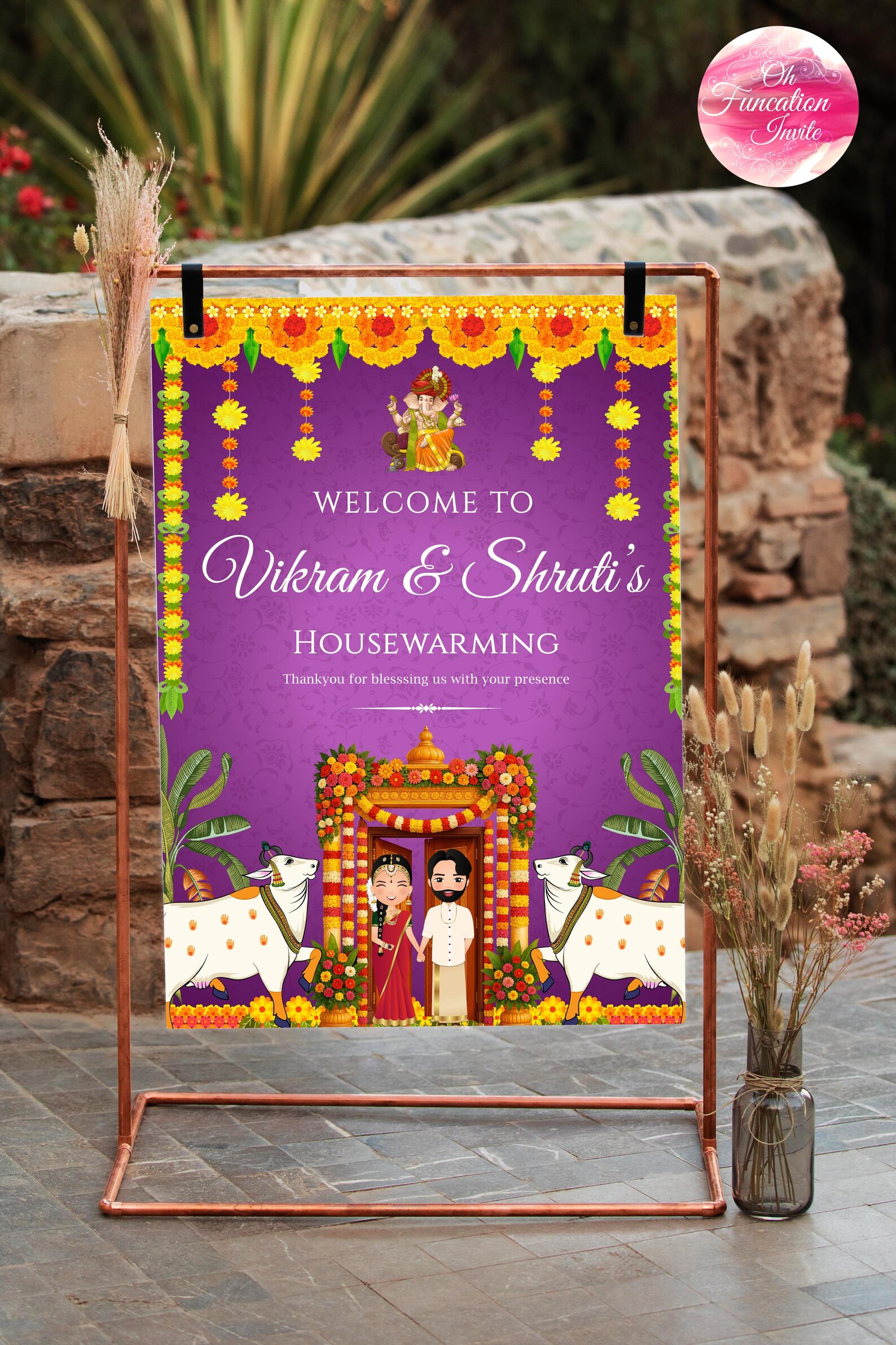 Editable Housewarming Welcome Sign Indian Graha Pravesh Welcome Board ...