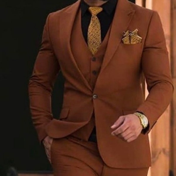 Mens Rust Orange Wedding Suit - Etsy