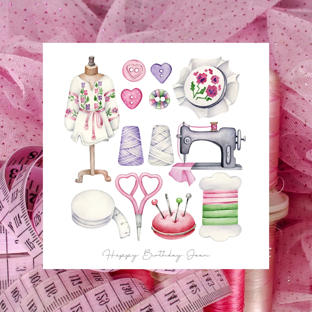 Personalised Birthday Sewing Card Seamstress Crafter - Etsy