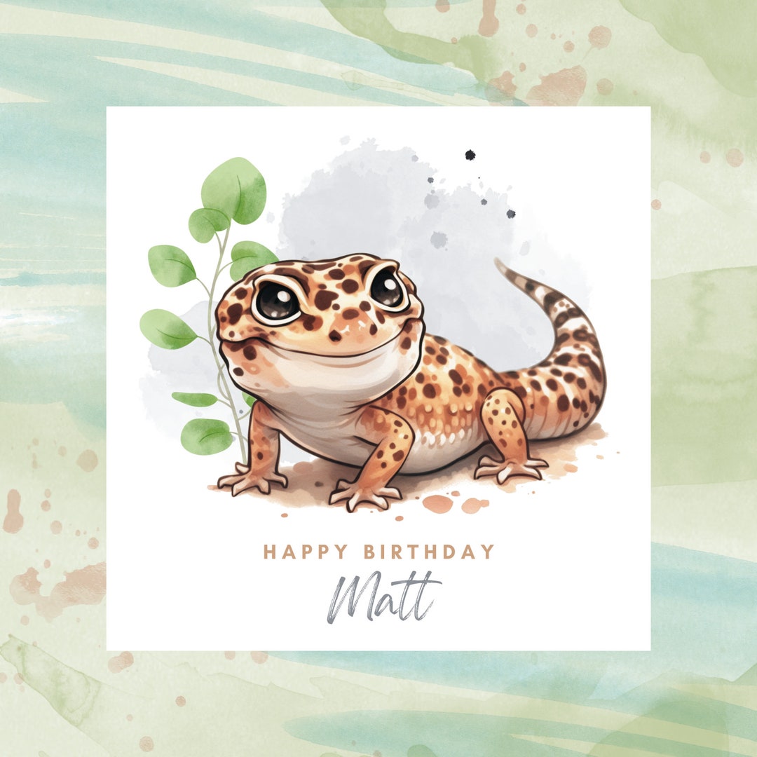 Personalised Gloss Leopard Gecko Birthday Card Lizard - Etsy