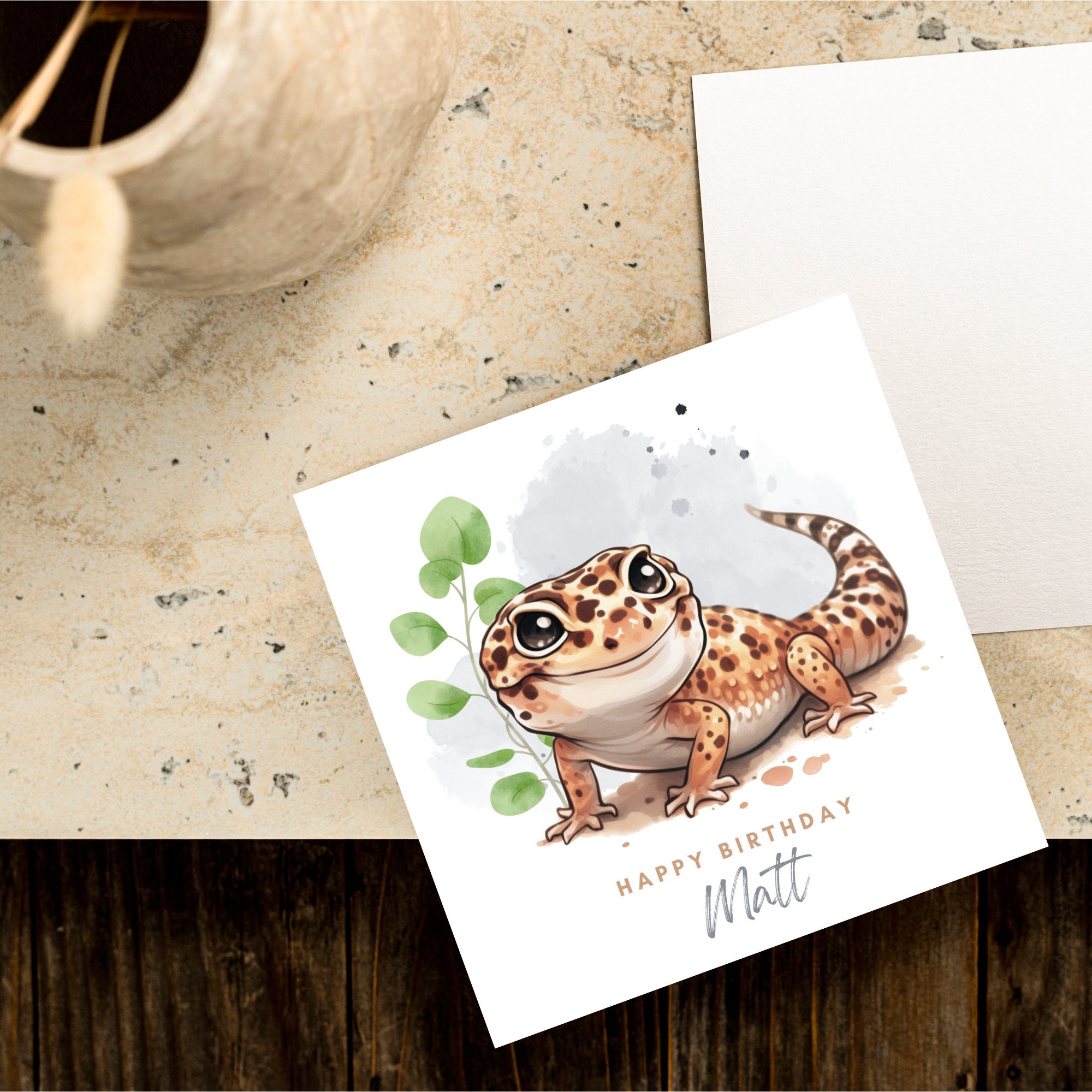 Personalised Gloss Leopard Gecko Birthday Card Lizard - Etsy