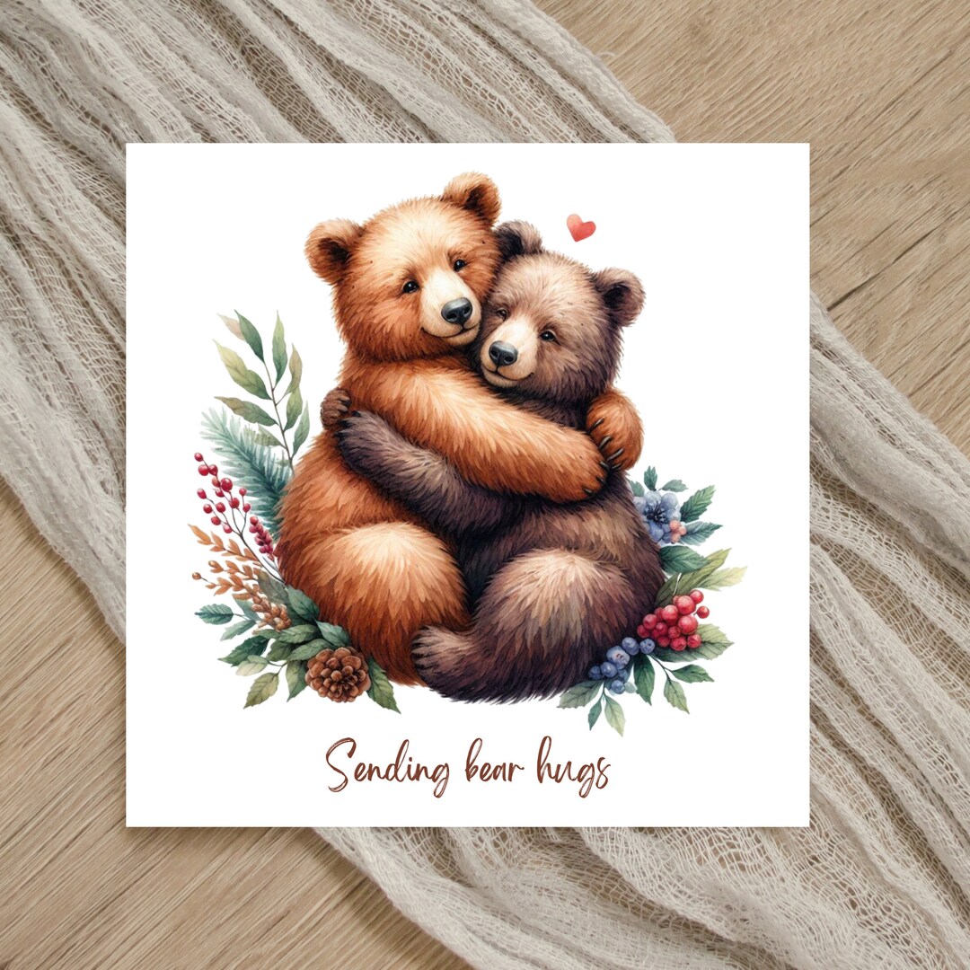 Sending Bear Hugs Greeting Card Get Well Card Care Card Thinking of You - Etsy