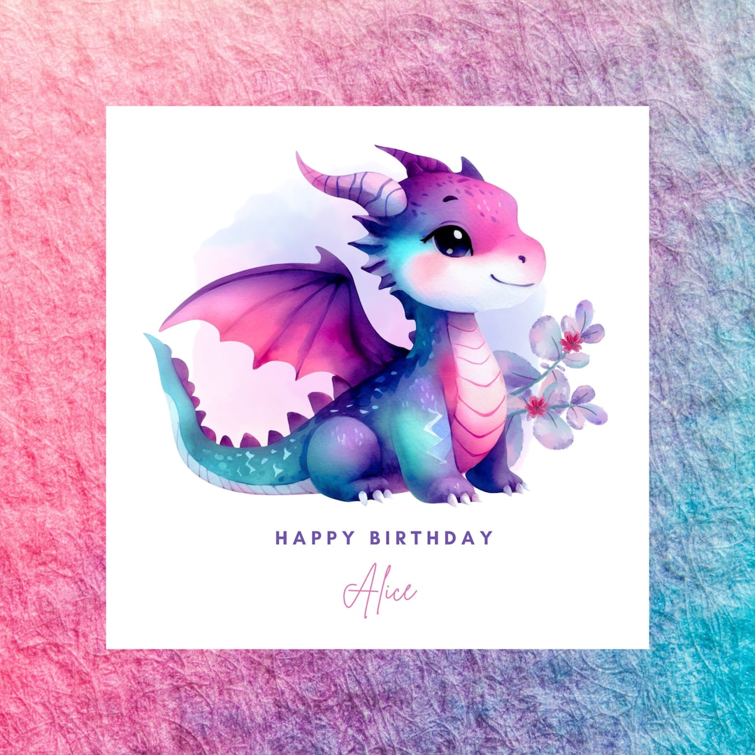 Personalised Gloss Dragon Birthday Card - Etsy