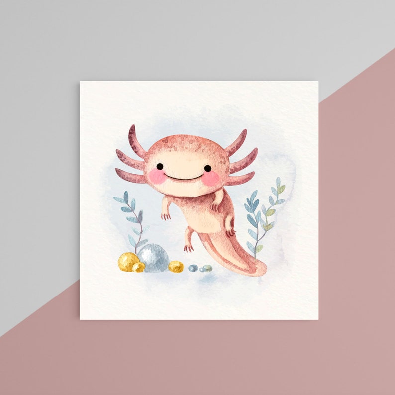Printable Watercolour Cute Axolotl Wall Art Set- Digital Download - Etsy