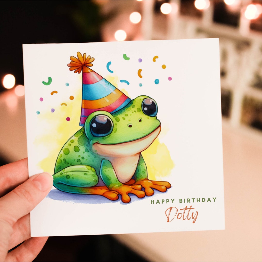 Personalised Gloss Tree Frog Birthday Card Amphibian Watercolour ...